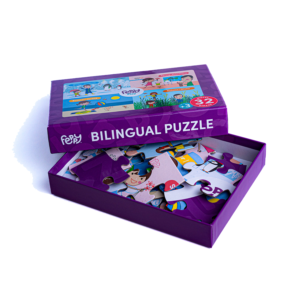 Bilingual Puzzles to Learn Spanish and English Seasons - Feppy